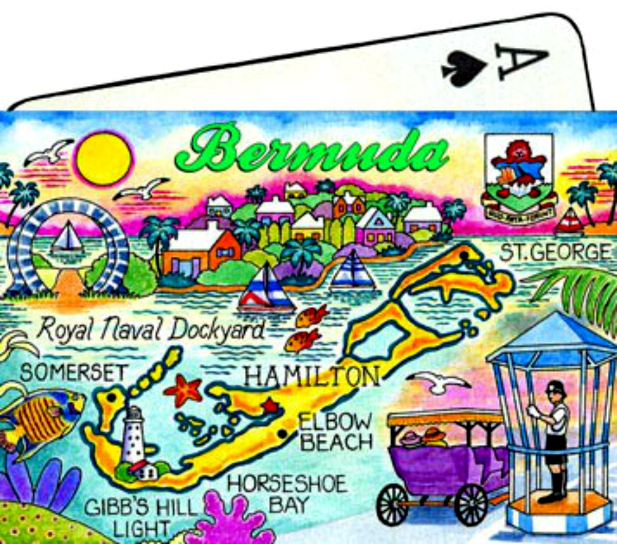 Bermuda Map Collectible Souvenir Playing Cards