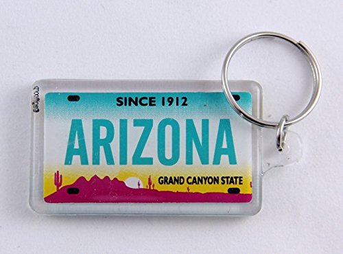 Arizona State License Plate Acrylic Rectangular Souvenir Keychain 2.5 ...
