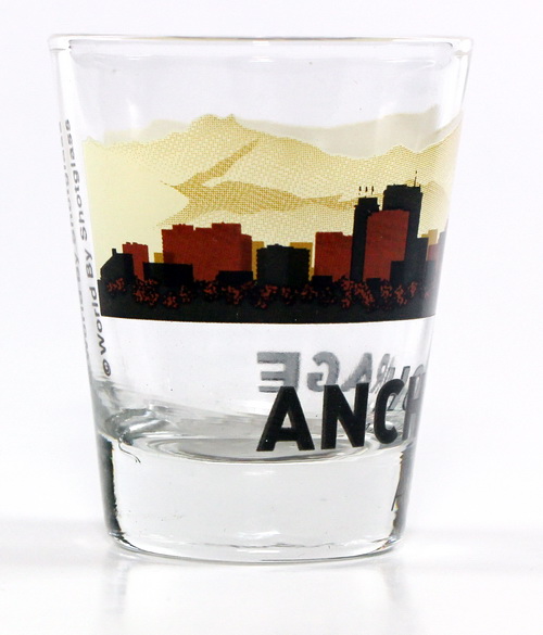 Anchorage Alaska Sunset Skyline Shot Glass - World by Shotglass