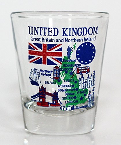 United Kingdom England EU Series Landmarks and Icons Collage Shot Glass ...