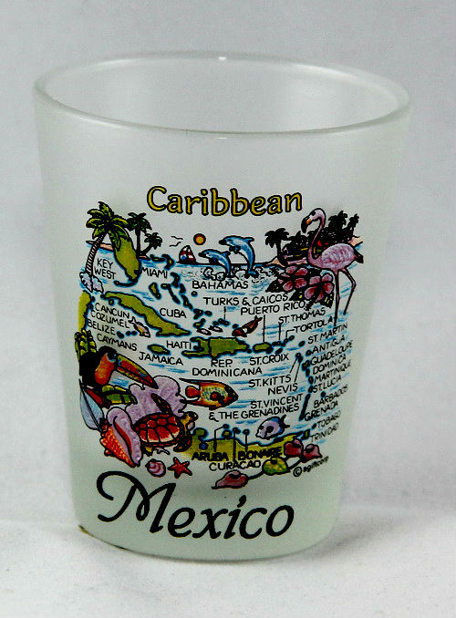 Cancun Mexico Cobalt Blue Frosted Shot Glass - World by Shotglass