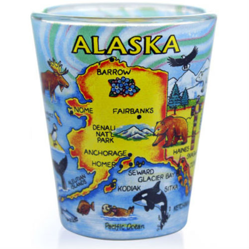 Alaska State Scenery Green New Shot Glass - World by Shotglass
