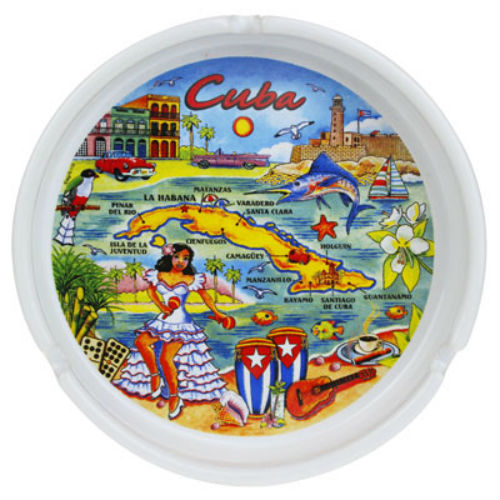Cuba Map Ceramic Ashtray