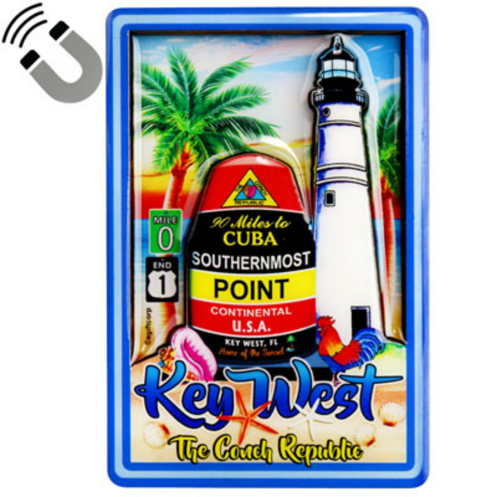 Key West Florida Buoy and Lighthouse Dual Layer MDF Magnet