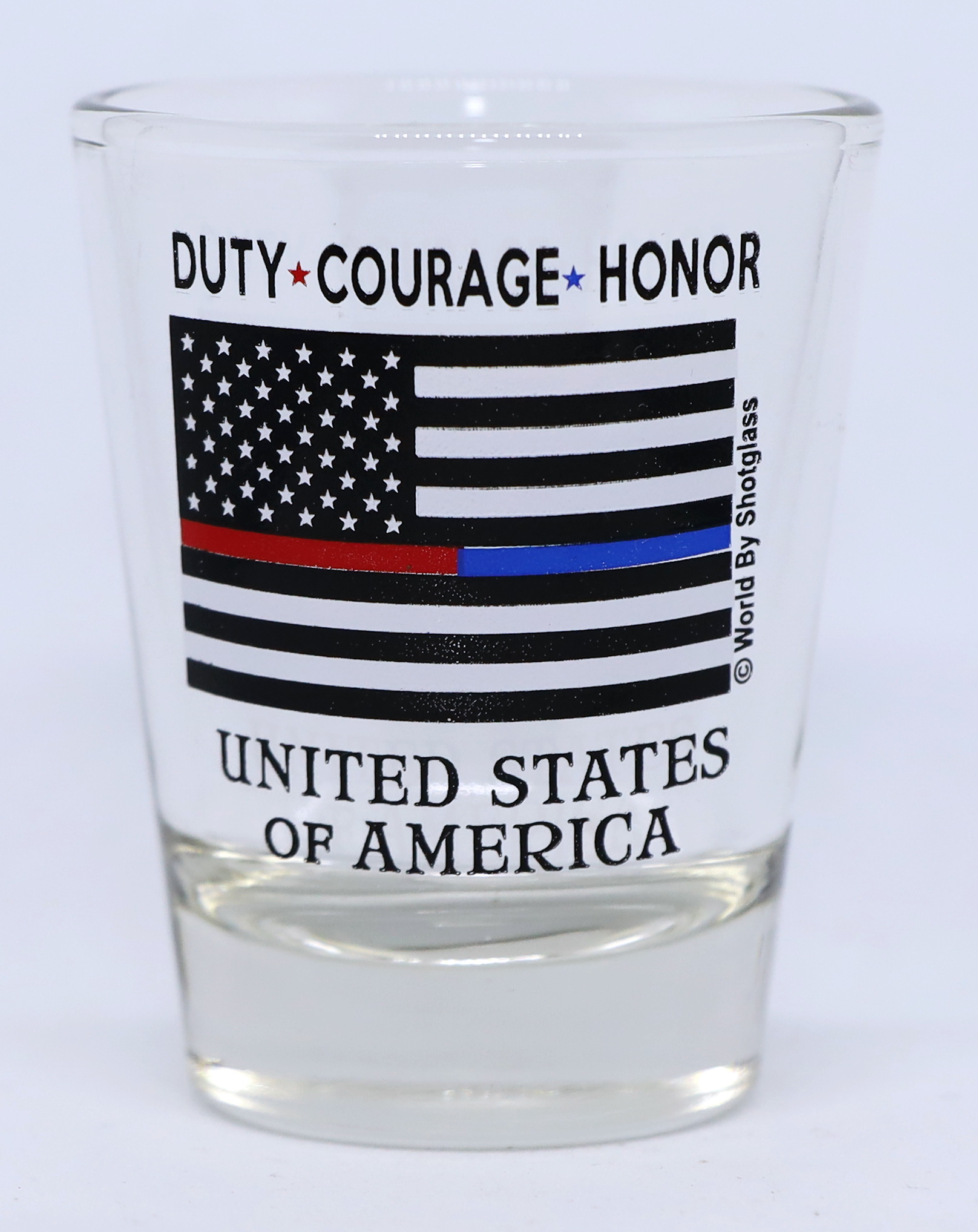 USA Thin Red and Blue Line Flag First Responders Collectible Shot Glass