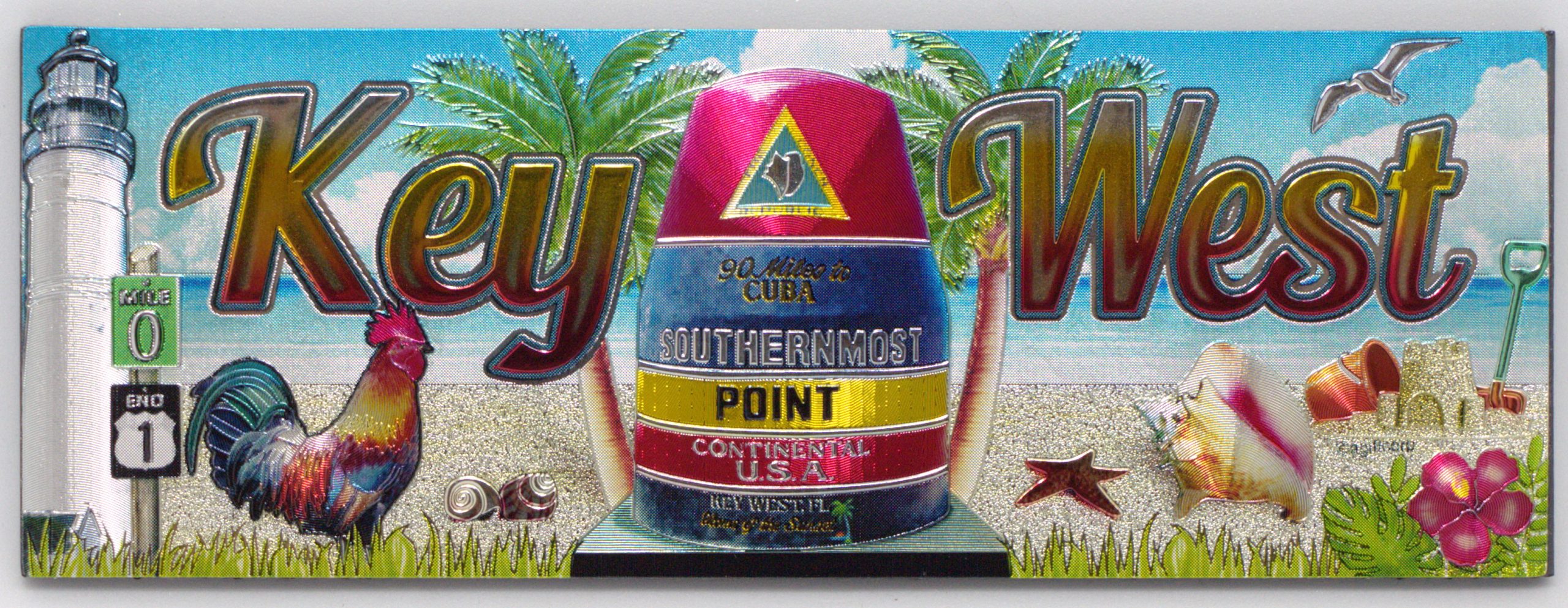 Key West Buoy Conch Rectangular Foil Magnet