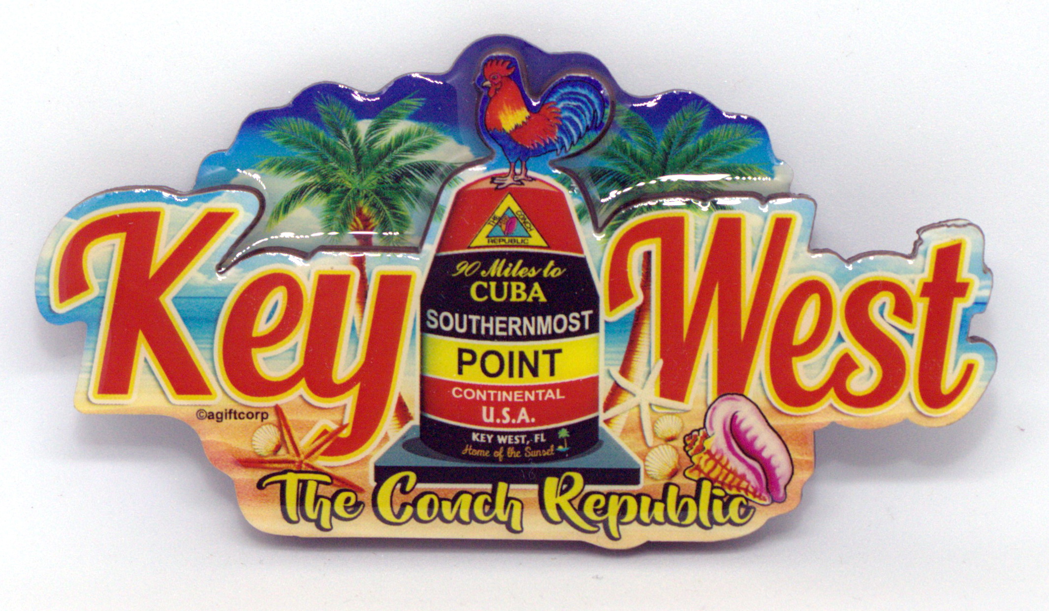 Key West Florida Buoy Long Dual Layer MDF Magnet