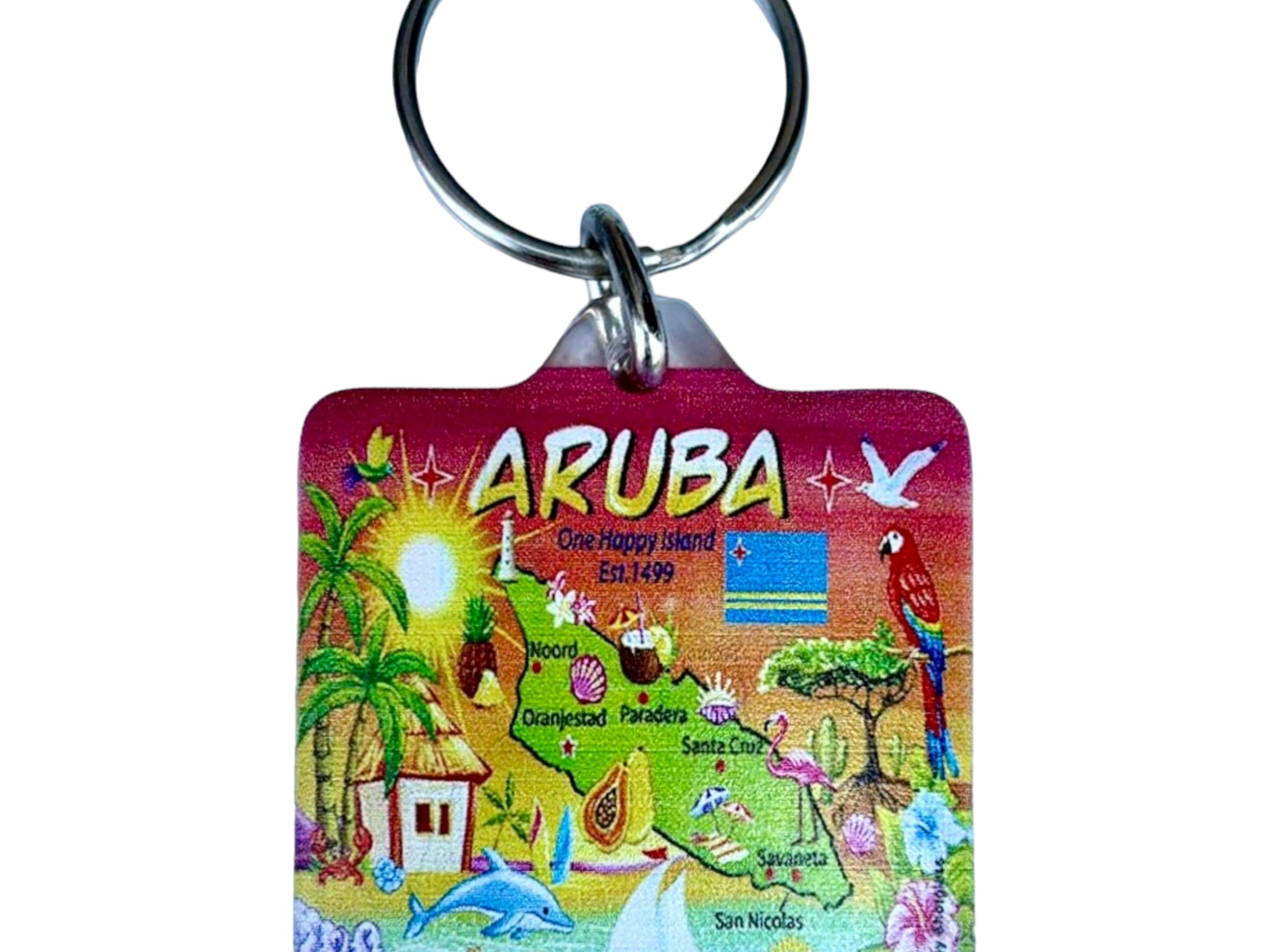 Aruba Map Acrylic Rectangular Souvenir Keychain