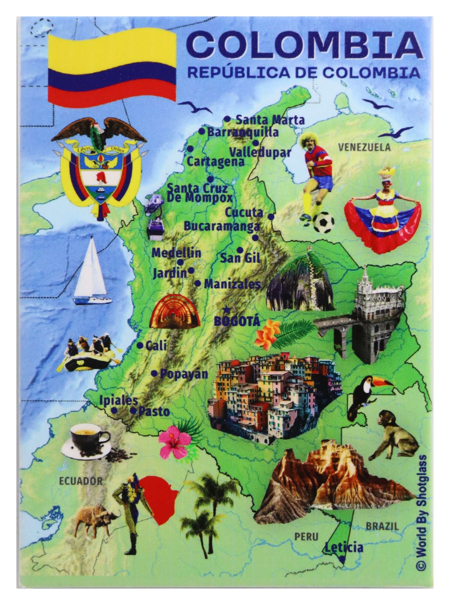 Colombia Graphic Map and Attractions Souvenir