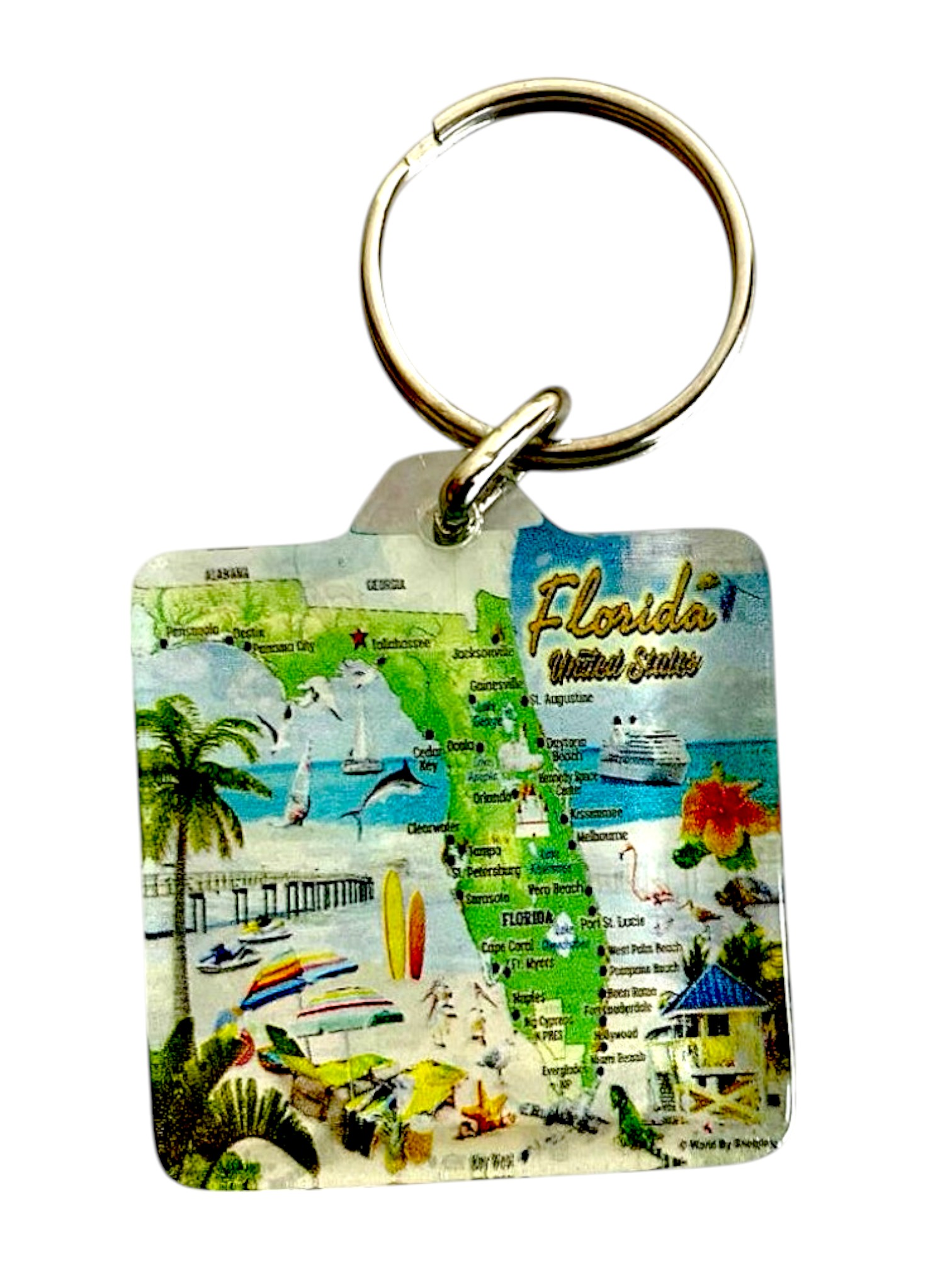 Fort Lauderdale Florida License Plate Acrylic Rectangular Souvenir Keychain