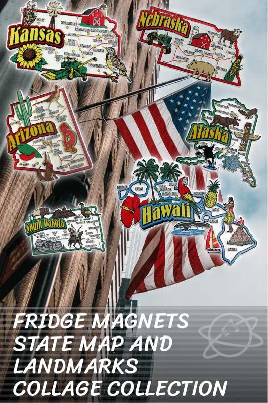 Fridge Magnets State Map and Landmarks Collage Collection Archives ...