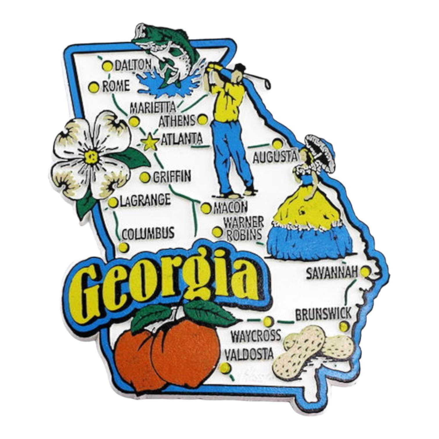 Georgia State Map and Landmarks Collage