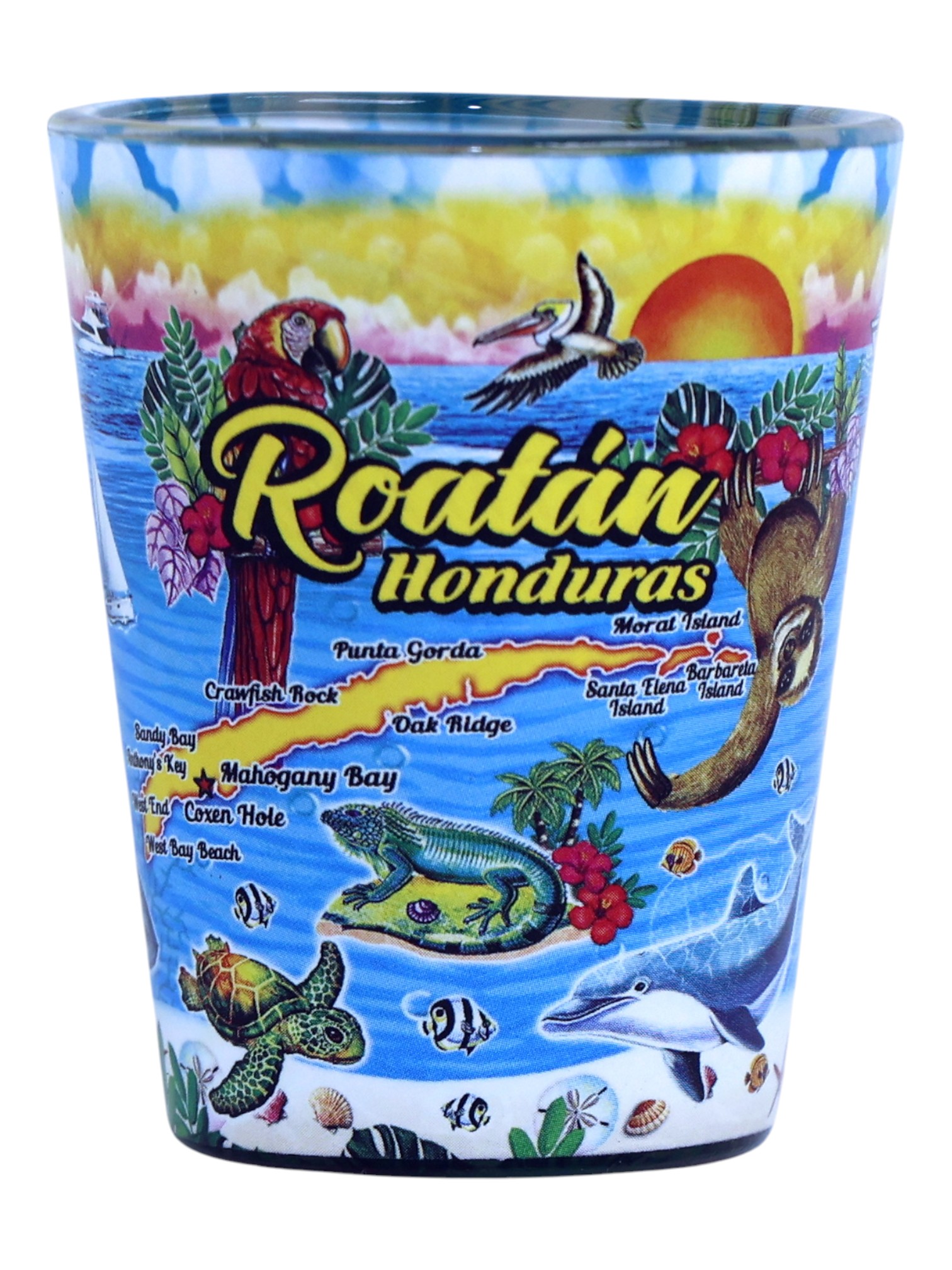 Roatan Honduras Map Acrylic Rectangular Souvenir Keychain