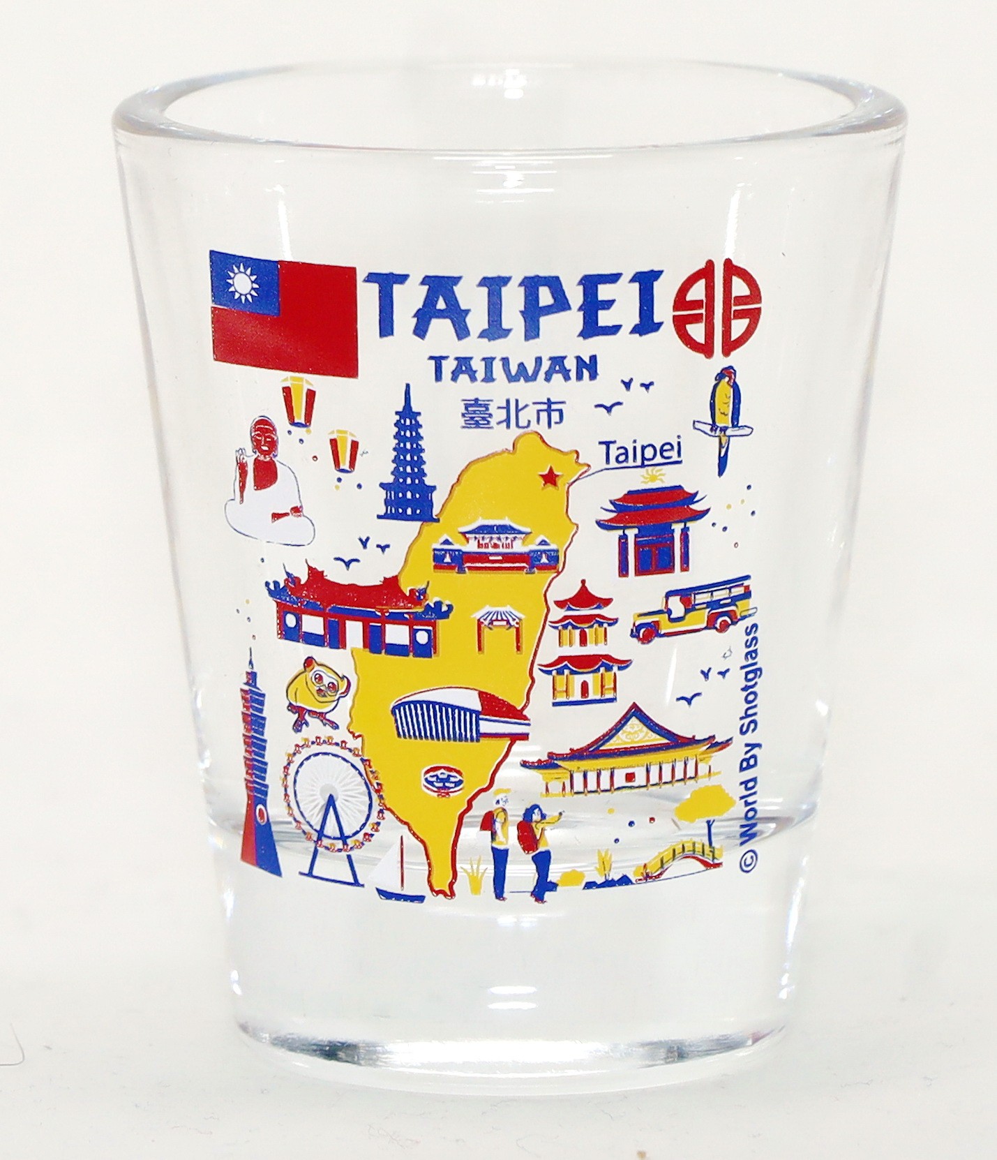 Taipei Taiwan Landmarks and Icons Collage Shot Glass