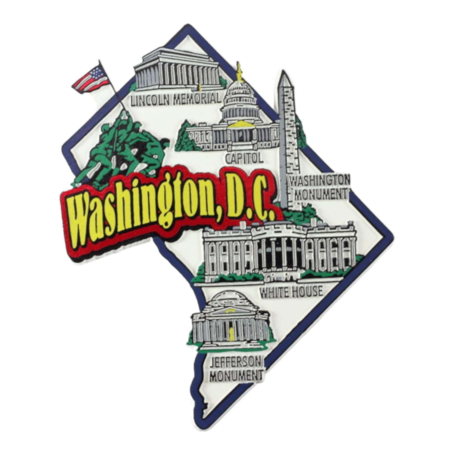 Washington DC State Map and Landmarks Collage